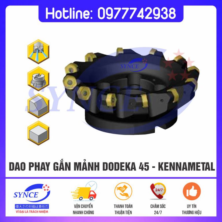 Dao Phay Mặt Đầu Gắn Mảnh Dodeka 45 - Đài phay gắn mảnh Kennametal