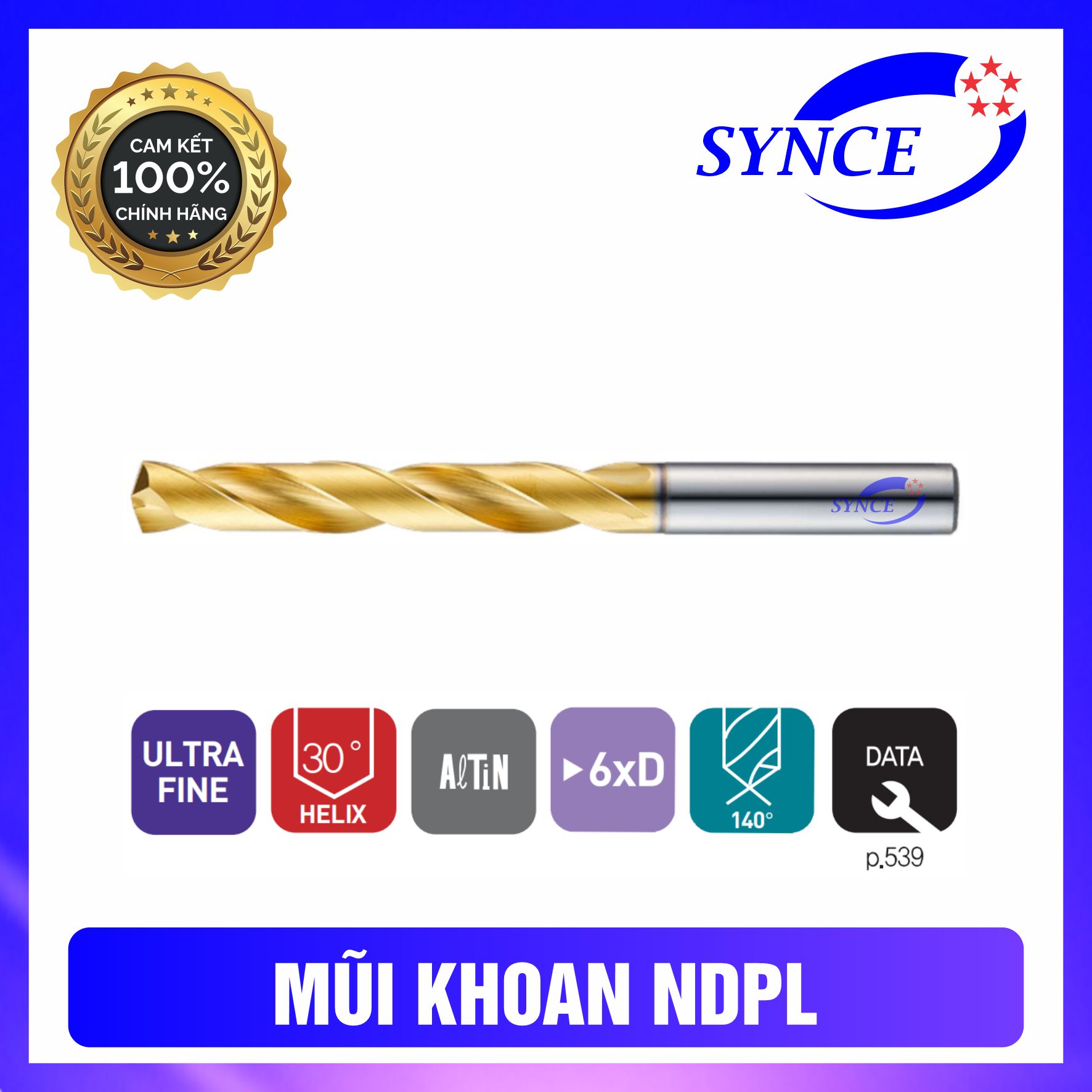 Mũi Khoan Carbide 5~6xD NDPL - Widin - 30~50HRC