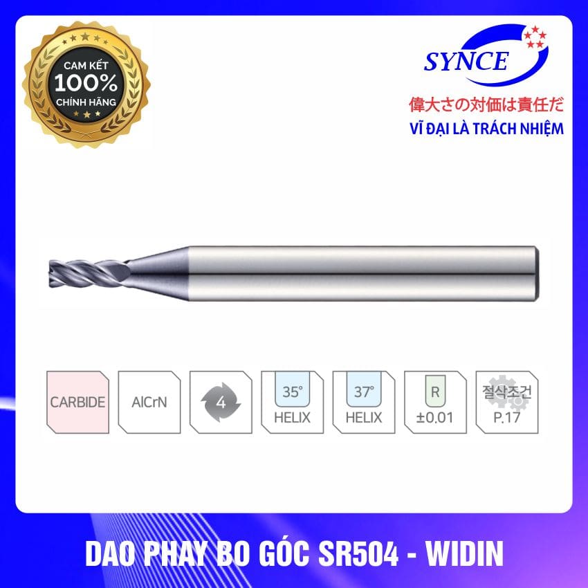 Dao Phay Bo Góc SR504 4F Hợp Kim Của Widin – Dao Phay Thép